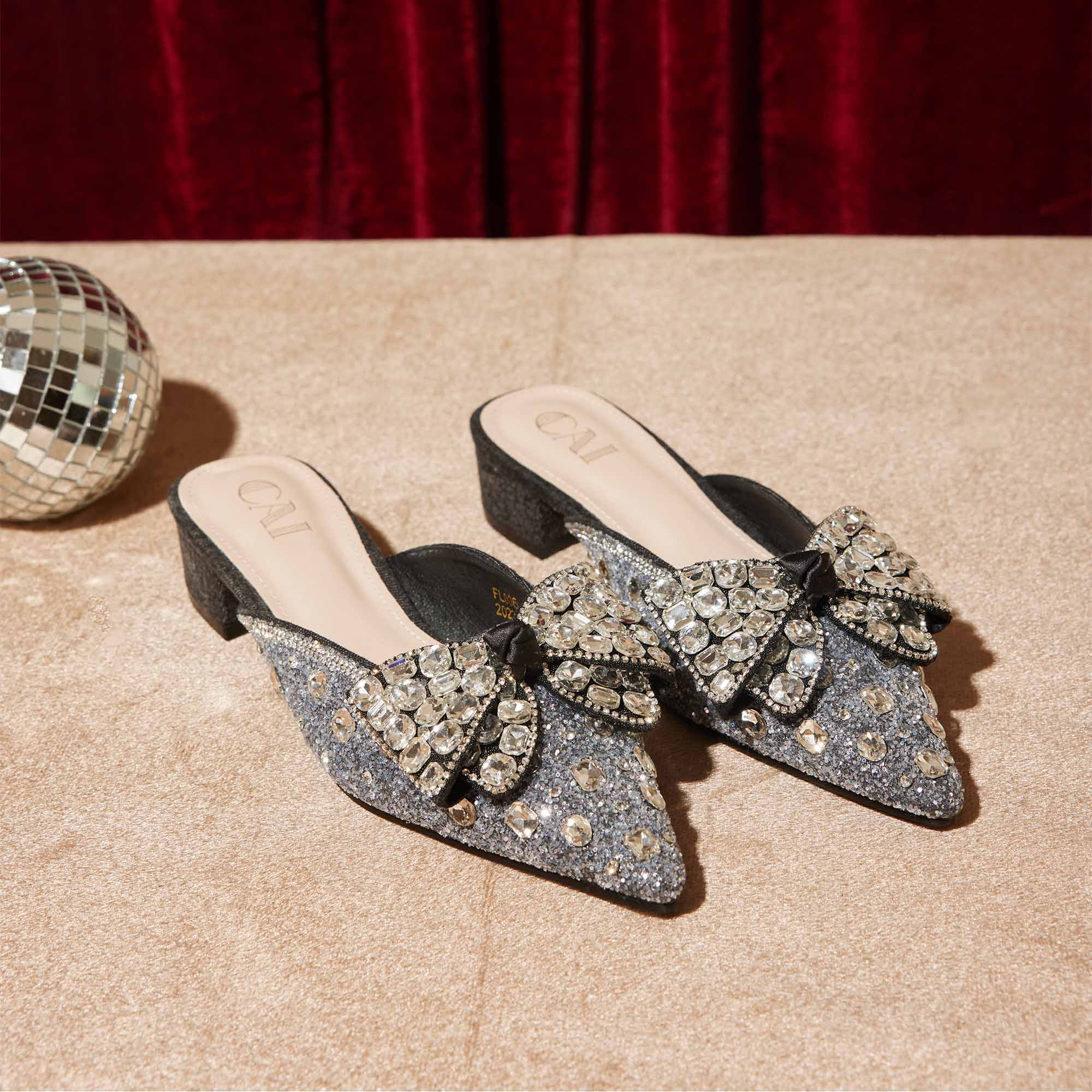 Sparkly Black Mule Heels – The CAI Store