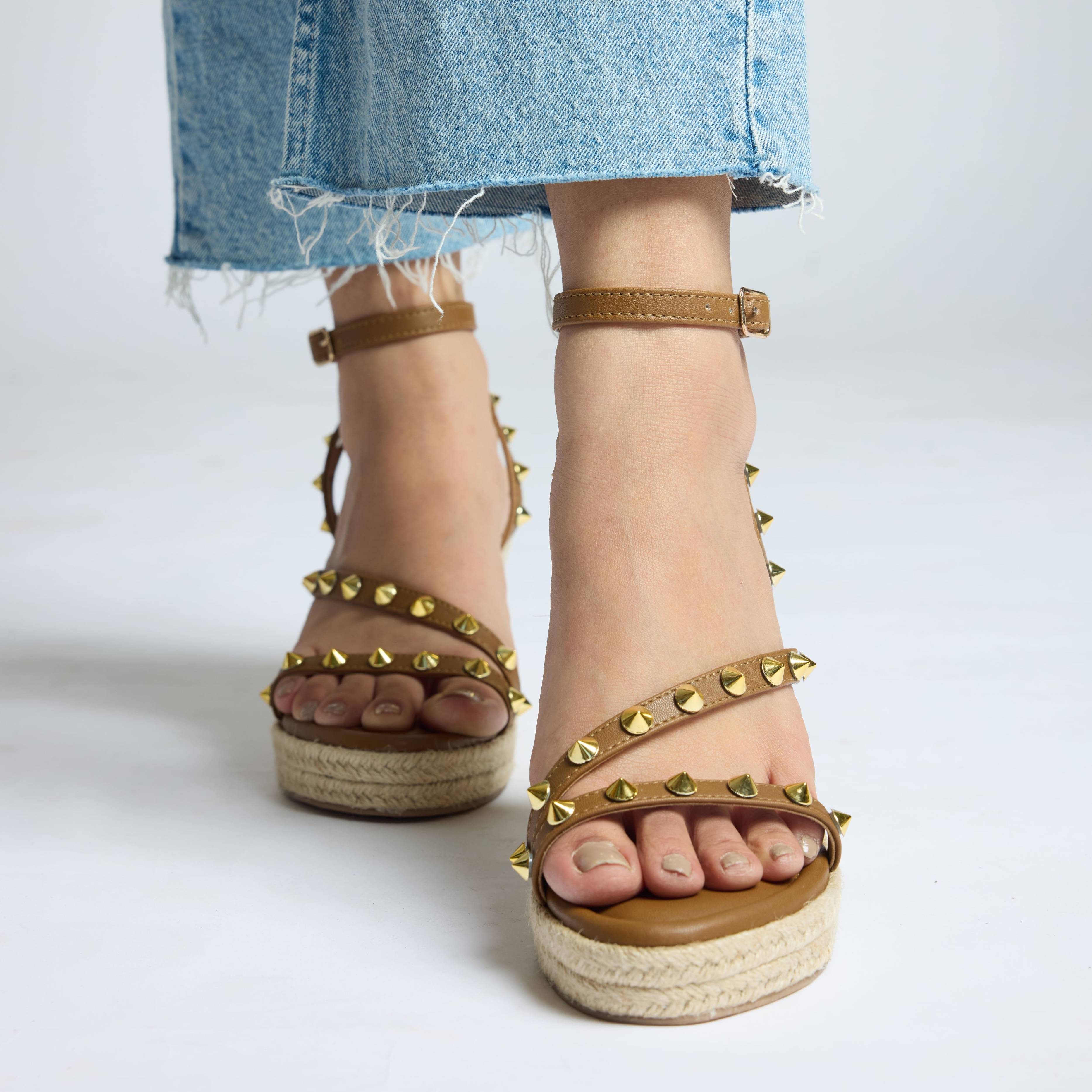 Tan Studded Wedges – The CAI Store